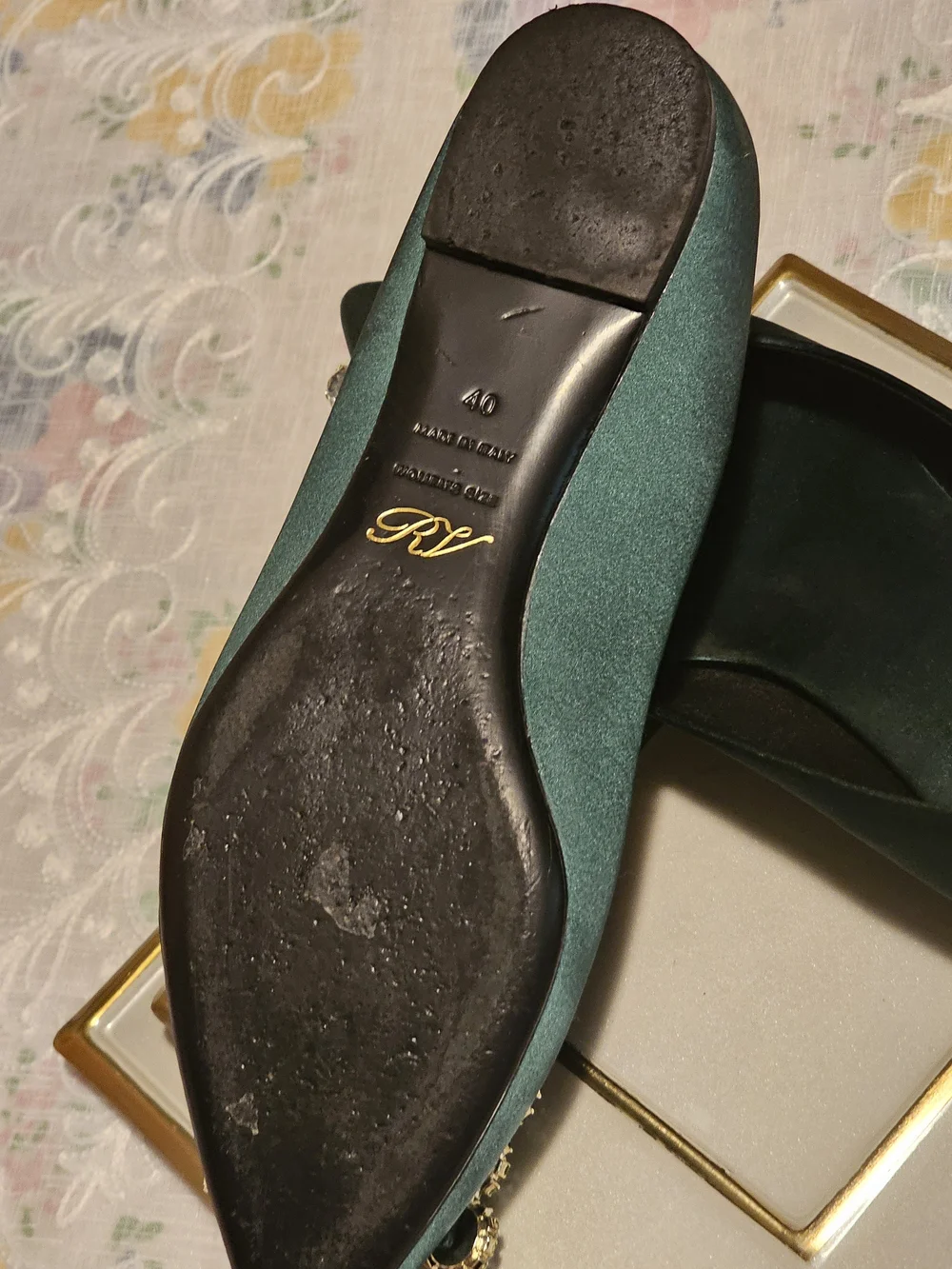 Roger Vivier | Shoes | Roger Vivier Emerald Green Satin Pointed Toe ...